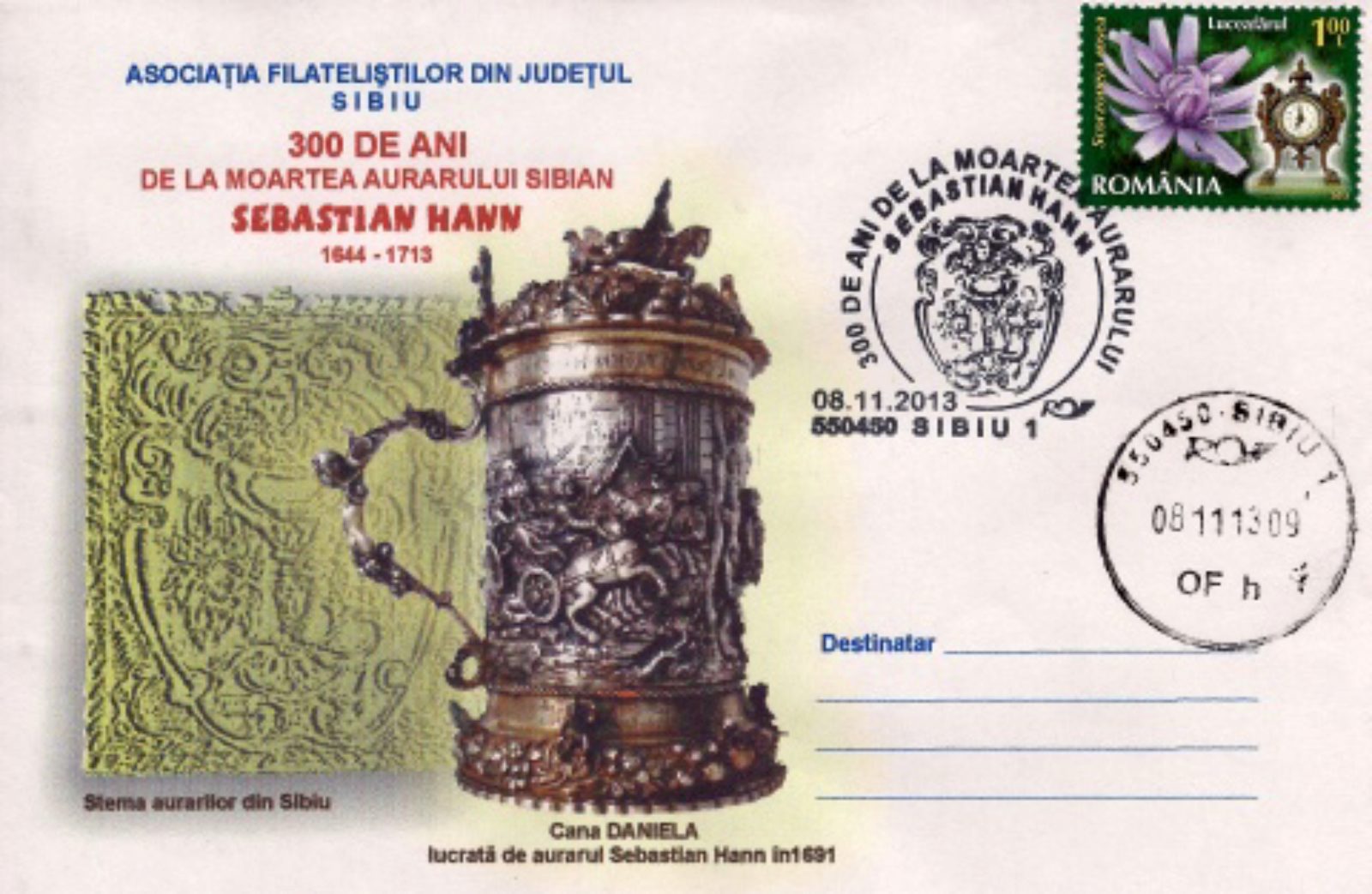 Briefmarke zum 300. Todestag des Goldschmieds Sebastian Hann ...