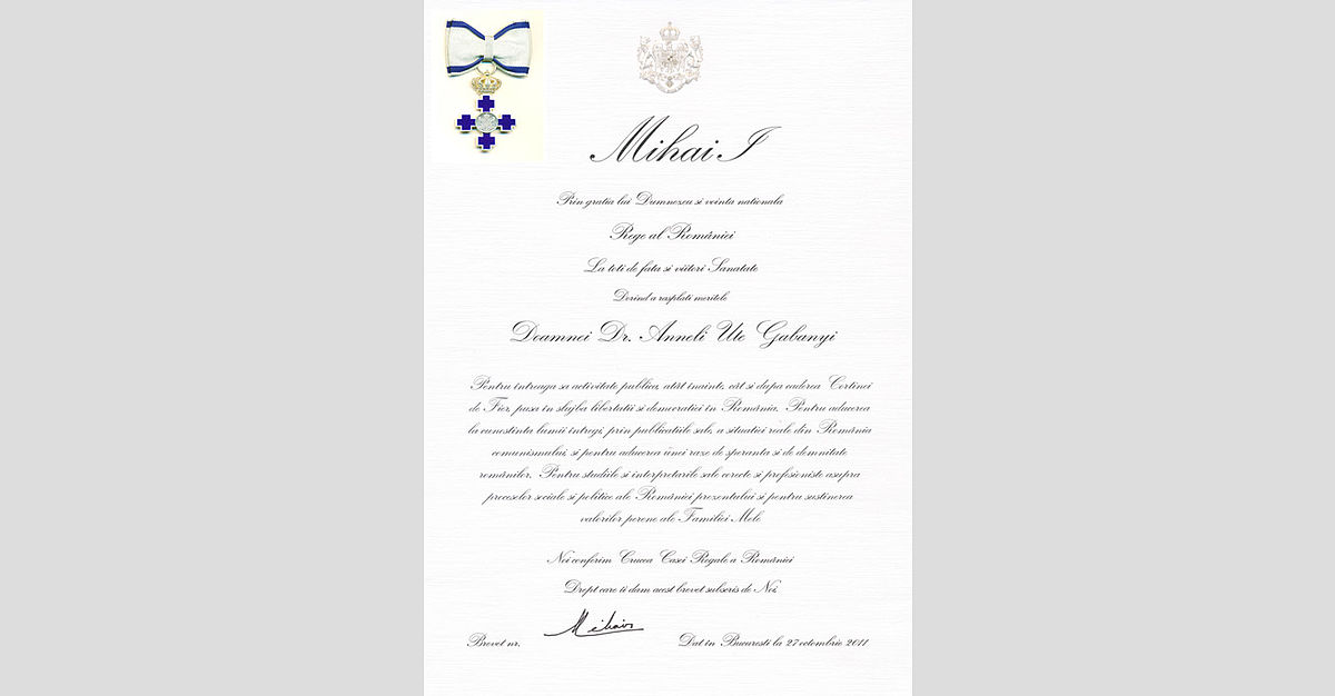 Königlicher Orden für Anneli Ute Gabanyi - Siebenbuerger.de