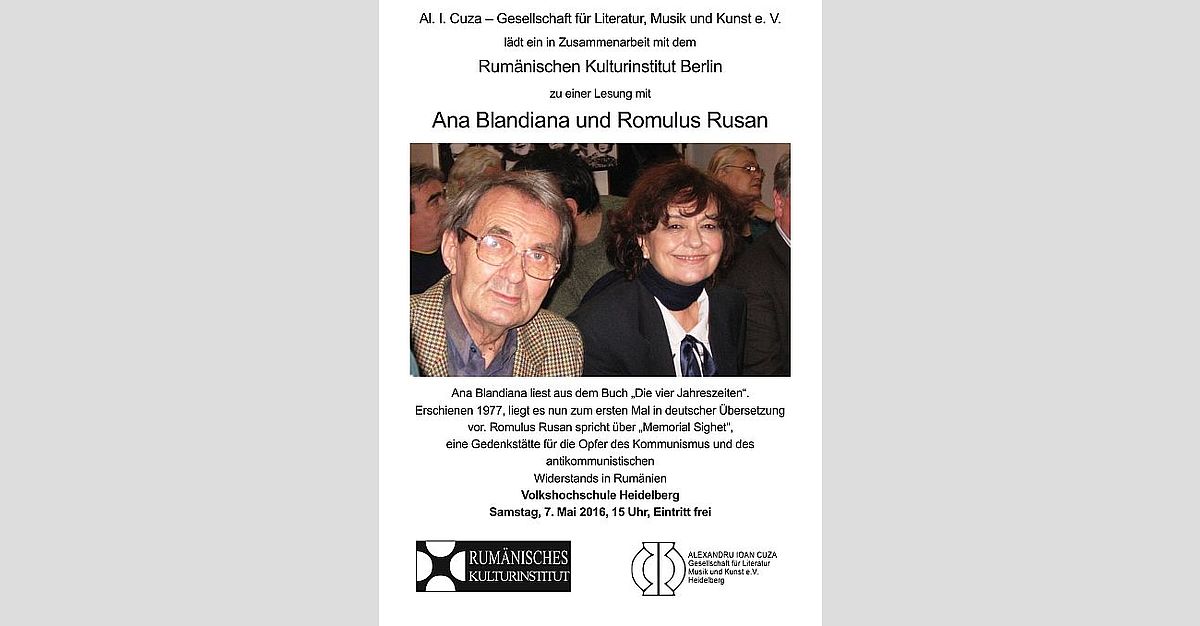 Lesungen mit Ana Blandiana und Romulus Rusan in Heidelberg und ...